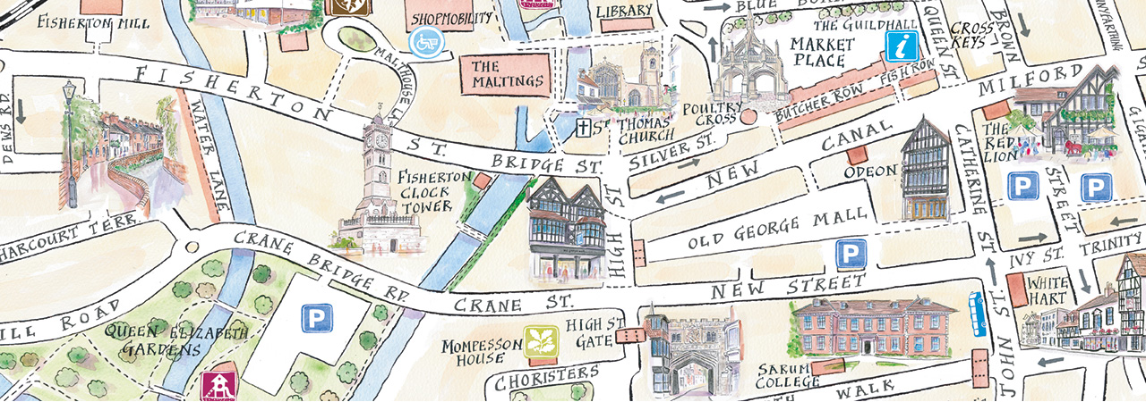 New Salisbury City Map funded by city-centre BID - Lovell Johns