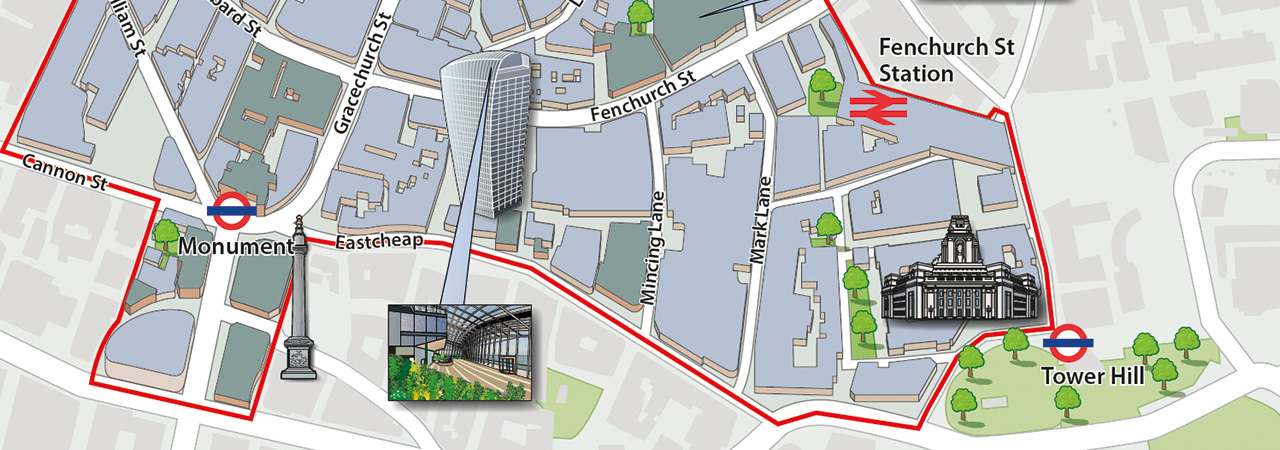 3D illustrated map for Business Improvement District - Lovell Johns